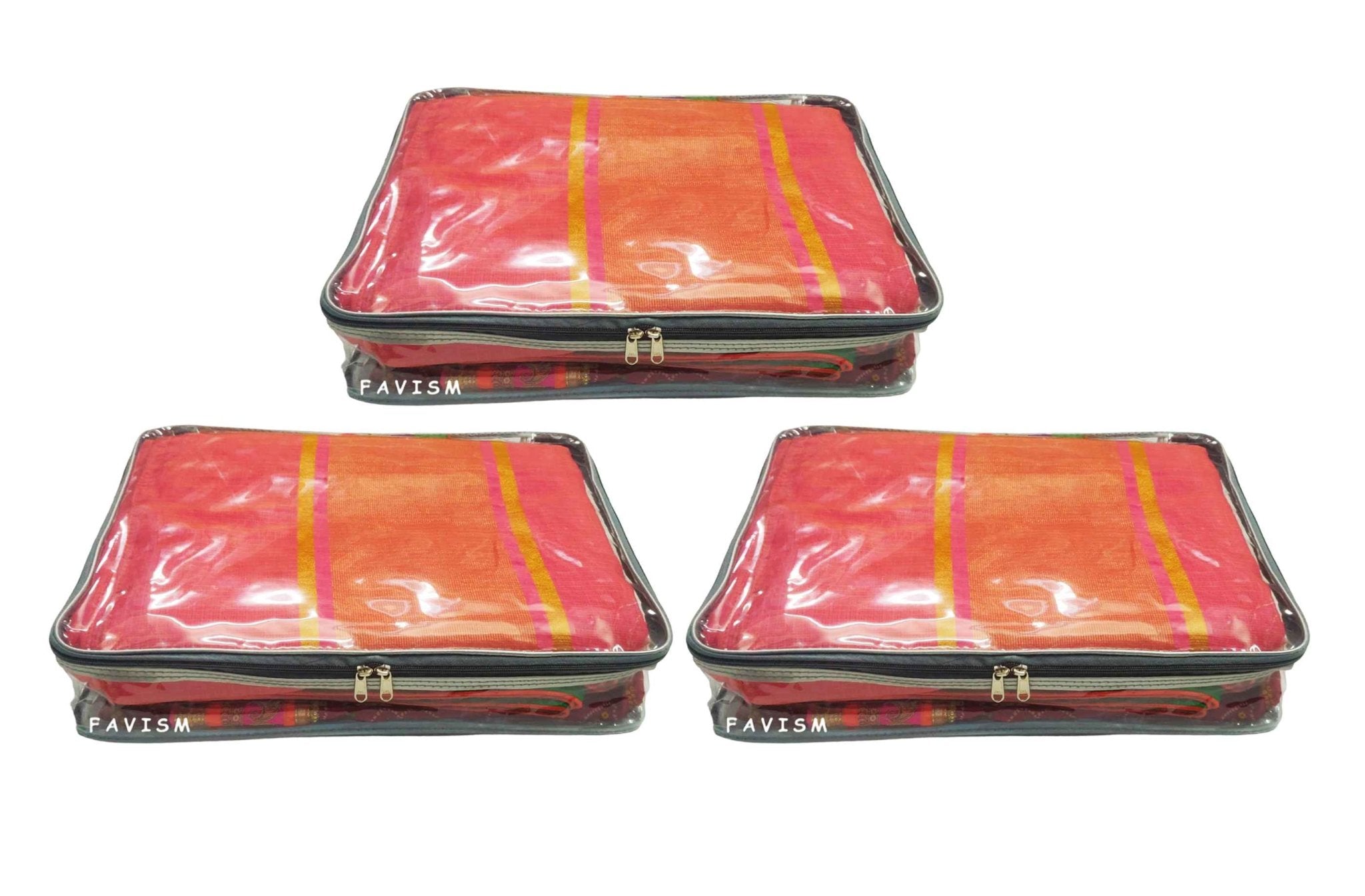 full transparent saree cover | bridal saree packing bag 3 pc - FAVISM